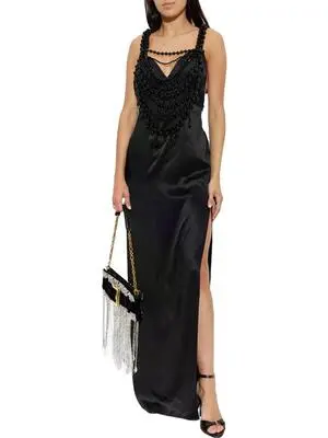 Balmain Embellished Silk Maxi Dress - Black