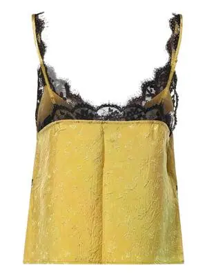 Pinko Lace-trim Floral-jacquard Top - Yellow