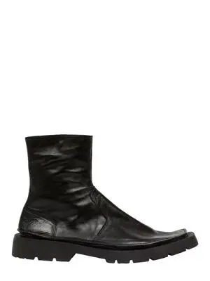 MAISON MARGIELA Square Toe Zip Up Ankle Boots - Black