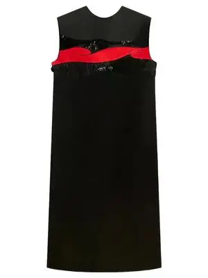 Marni Sleeveless Satin Dress With Crimson Flow Patches - Black