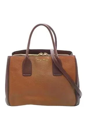 Miu Miu Madras Bicolore Tote Bag - Brown