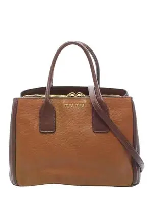 Miu Miu Madras Bicolore Tote Bag - Brown