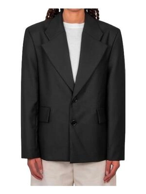 Séfr Lapel Long-sleeved Suit Jacket - Black