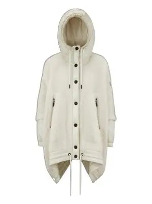 Moncler Mohair, Wool, And Alpaca Cape With Down Filling - White