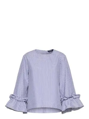 Max Mara Poplin Ruffled Blouse - Light Blue