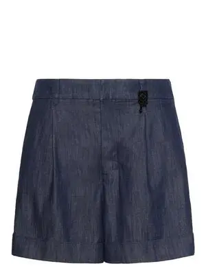 Max Mara Belted Pleated Denim Shorts - Black