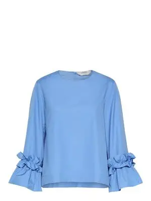 Max Mara Valzer Blouse With Ruffled Cuffs - Light Blue