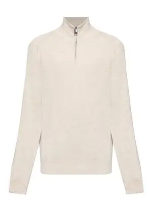 Brioni Long Sleeve Zip Sweater - White
