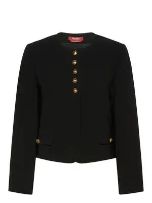 Max Mara Collarless Button-up Jacket - Black