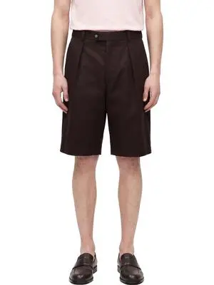 Hugo Boss Regular Fit Tailored Cotton Bermuda Shorts - Brown