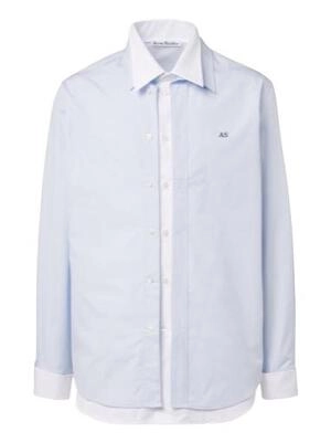 Acne Studios Layered Cotton Poplin Shirt - Blue