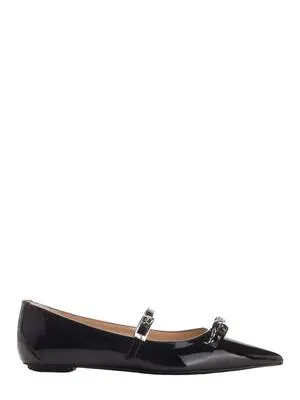 STUART WEITZMAN Pointed Ballet Flats With Bow Detailing And Straps - Black