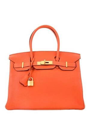 Hermès Birkin Handbag Clemence With Gold Hardware 30 - Orange
