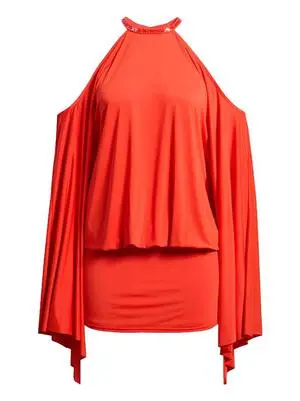 JADED LONDON Beaded Halter Batwing Mini Dress - Orange