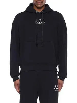 L/AB OFF-WHITE Off- Diagonal Stripe Logo Cotton French Terry Graphic Hoodie - Black