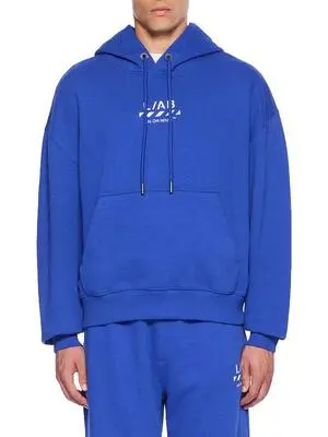 L/AB OFF-WHITE Off- Diagonal Stripe Logo Cotton French Terry Graphic Hoodie - Blue