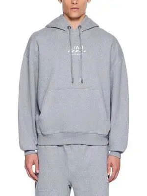 L/AB OFF-WHITE Off- Diagonal Stripe Logo Cotton French Terry Graphic Hoodie - Heather Grey