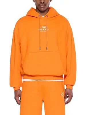 L/AB OFF-WHITE Off- Diagonal Stripe Logo Cotton French Terry Graphic Hoodie - Orange Tiger