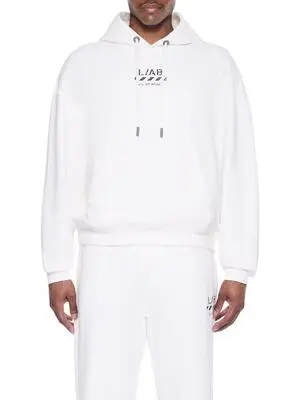 L/AB OFF-WHITE Off- Diagonal Stripe Logo Cotton French Terry Graphic Hoodie - White