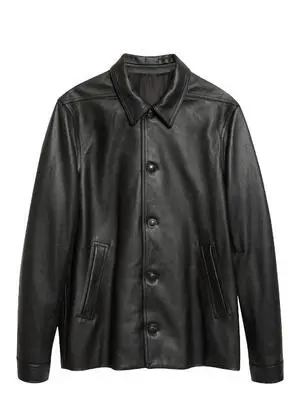 Rick Owens Brad Leather Button-up Jacket - Black