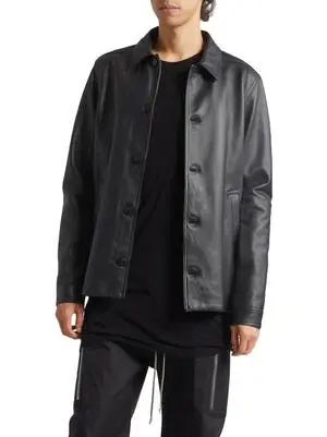 Rick Owens Brad Leather Button-up Jacket - Black