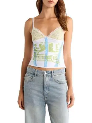 JADED LONDON White Jersey Camisole With Lace Detail - Multi