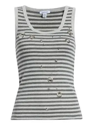 JADED LONDON Eyelet Stud Stripe Tank - Grey