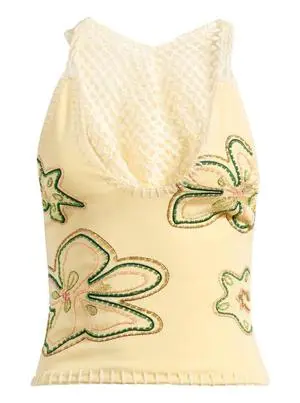 JADED LONDON Beaded Hooded Halter Top - Yellow