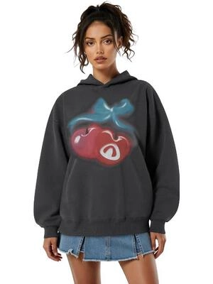 AELFRIC EDEN Oversized Cherry Graphic Hoodie - Grey