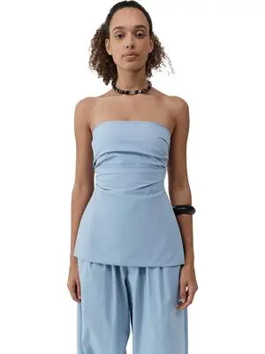 ST. AGNI Strapless Tie Back Top - Sky