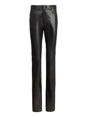 Balmain High-waisted Leather Trousers - Black