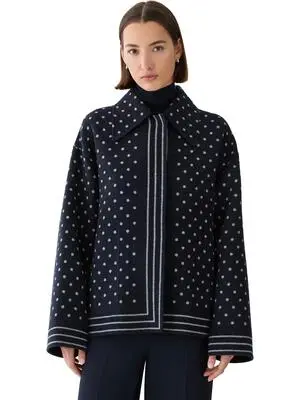 Lafayette 148 New York Reversible Polka Dot Wool Cashmere Coat - Ink Multi