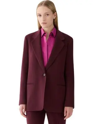 Lafayette 148 New York Cashmere Single Button Relaxed Blazer - Aubergine