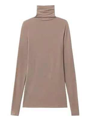 Lafayette 148 New York Lafayette 148 New York Viscose Cashmere Jersey Slim Turtleneck Hickory
