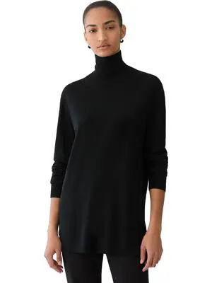Lafayette 148 New York Lafayette 148 New York Washable Merino Wool Stand Collar Sweater Black