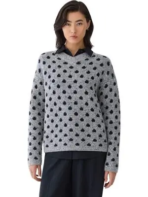 LAFAYETTE 148 NEW YORK Lafayette 148 New York Polka Dot Jacquard V-Neck Sweater