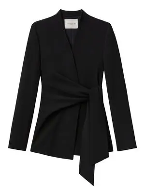 Lafayette 148 New York Crepe V-neck Wrap Blazer - Black