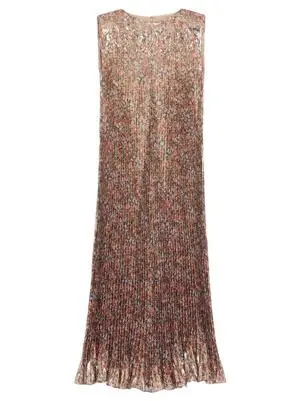 Valentino Garavani Pleated Millefiori Allover Flowerism Lurex Midi Dress - Multicolour