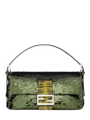 Fendi Baguette Sequined Bag - Green