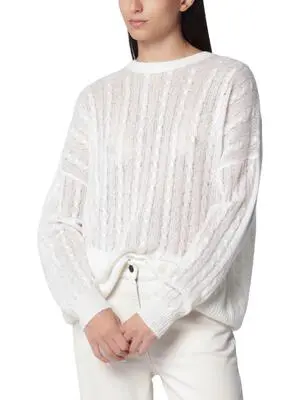 LISA YANG Amabel Cashmere-silk Cable Knit Sweater - White
