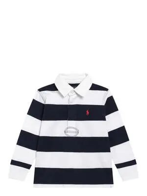 Polo Ralph Lauren Striped Cotton Long Sleeve Polo Shirt - White