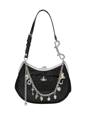 VIVIENNE WESTWOOD Croc-effect Patent Leather Charm Bag - Black