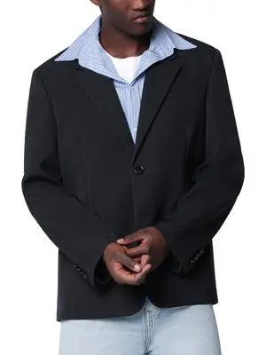 Balenciaga Dark Hybrid Overshirt In Wool Twill - Blue