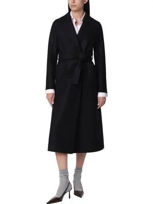 Harris Wharf London Wool Wrap Mini Coat - Black