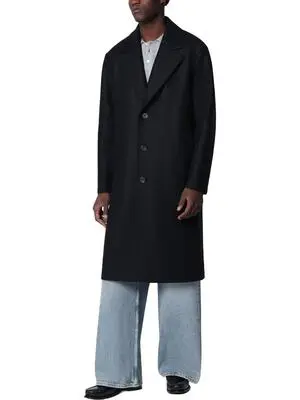 Harris Wharf London Dark Single-breasted Wool Coat - Blue
