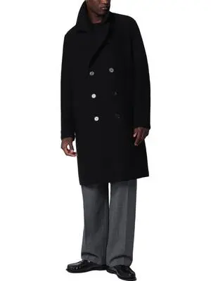 Harris Wharf London Double-breasted Virgin Wool Coat - Black