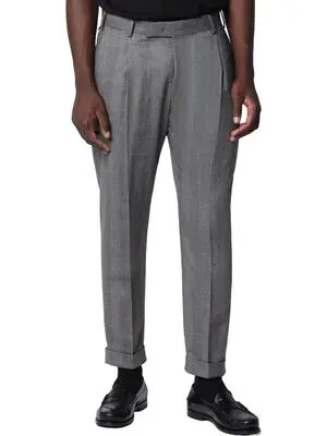 PT TORINO Tailored Slim-fit Trousers With Micro Herringbone Pattern - Brown
