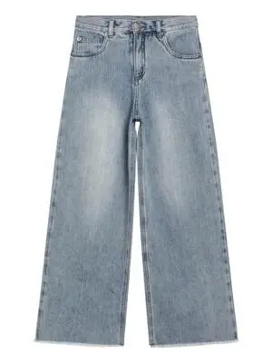 DOUUOD Stone-washed Wide-leg Jeans - Blue