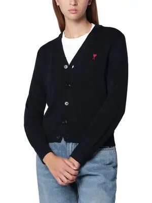 AMI Paris Merino Wool Cardigan - Blue