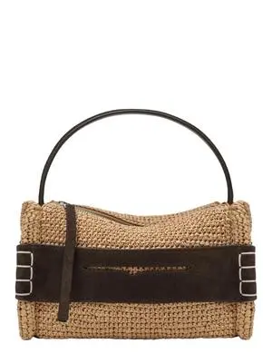 JW Anderson Small Loafer Bag In Raffia And Leather - Beige